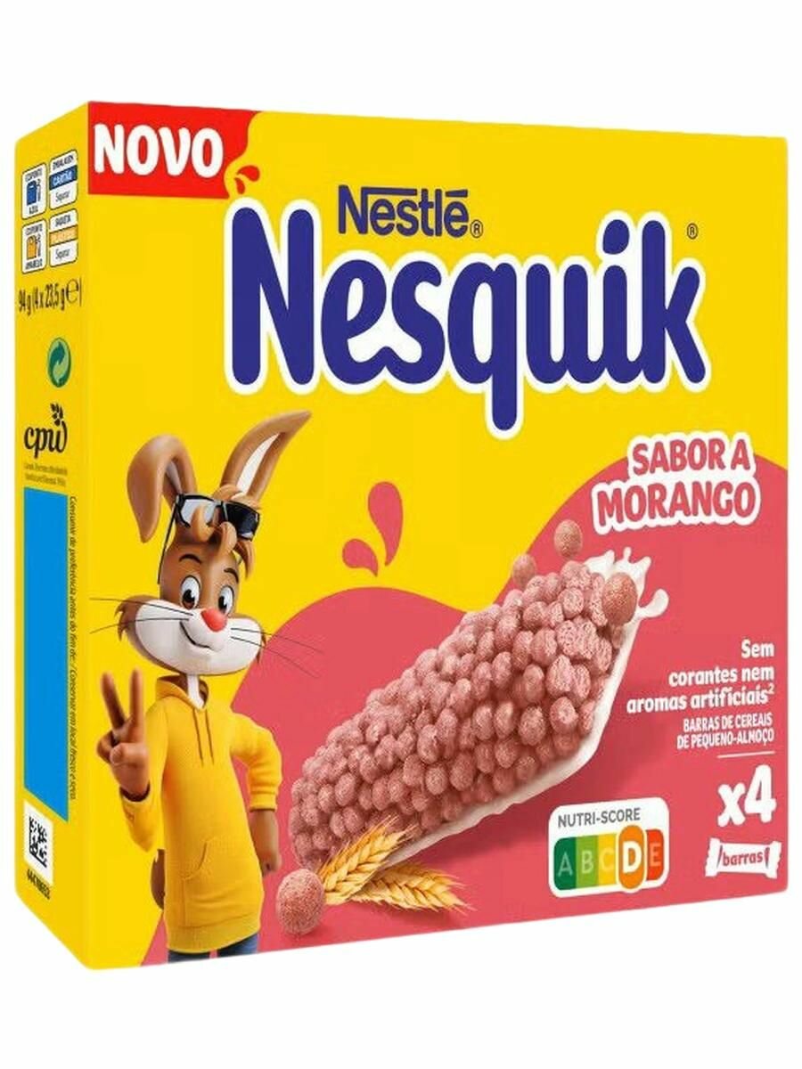Батончики Nesquik "Клубничные шарики" в коробке, 4 шт