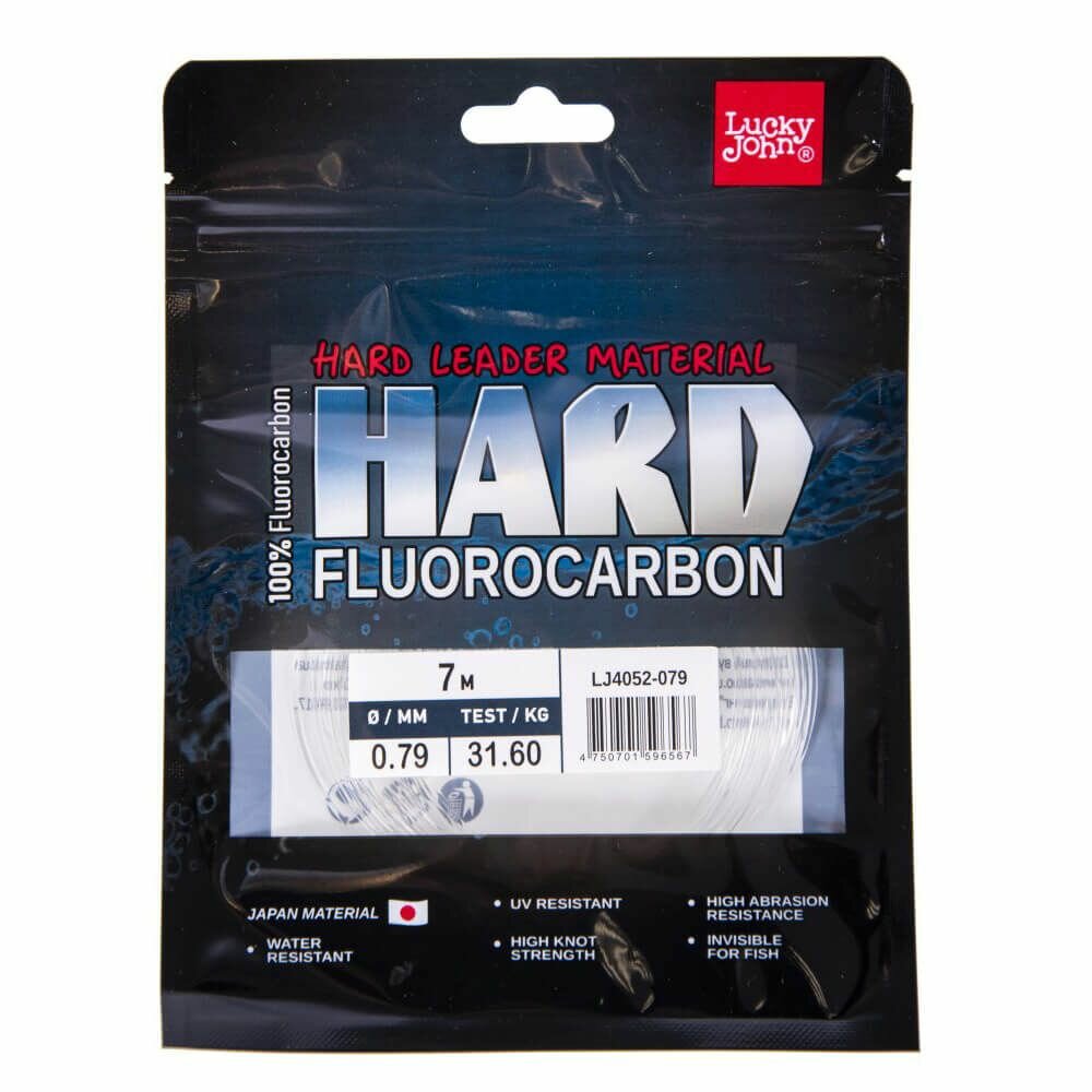 Леска LUCKY JOHN Fluorocarbon Hard - разрывная нагрузка 31.6 кг, диаметр 0.79 мм. / 7 м.