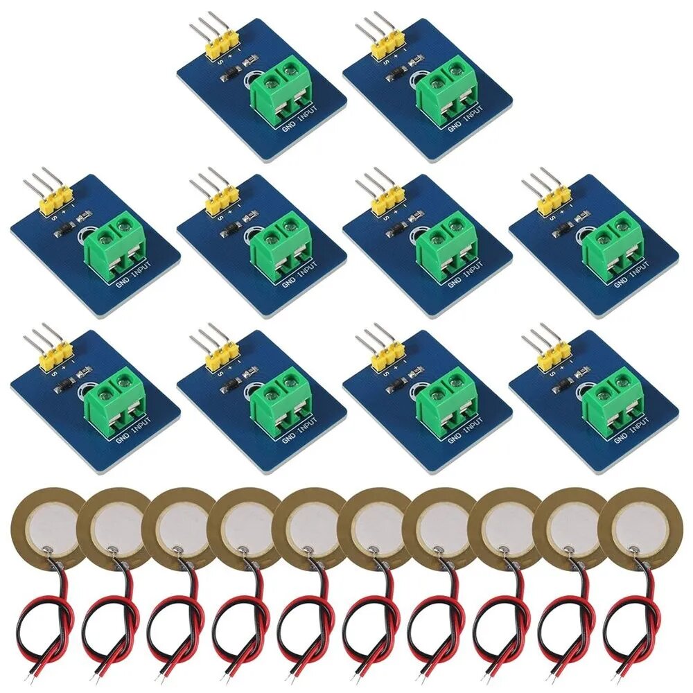 Аналоговый керамический пьезодатчик 10 шт, для arduino/diy 3.3 в/5 в