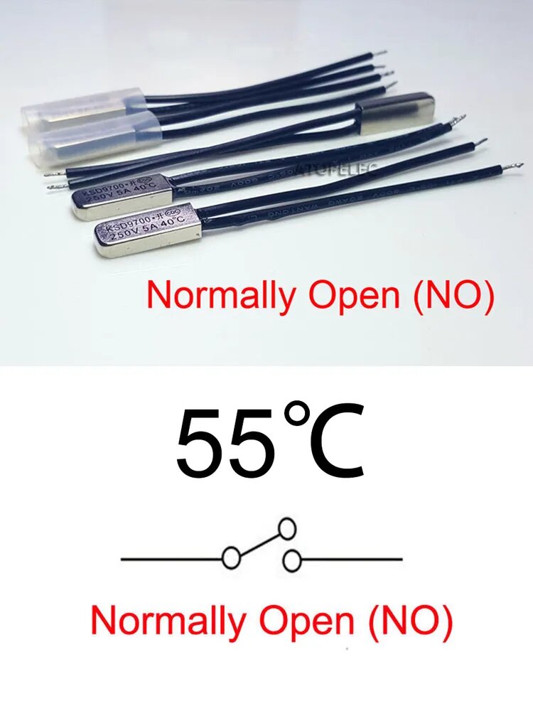 5 шт. 55C KSD9700 250V 5A нормально - открытый температурный переключатель
