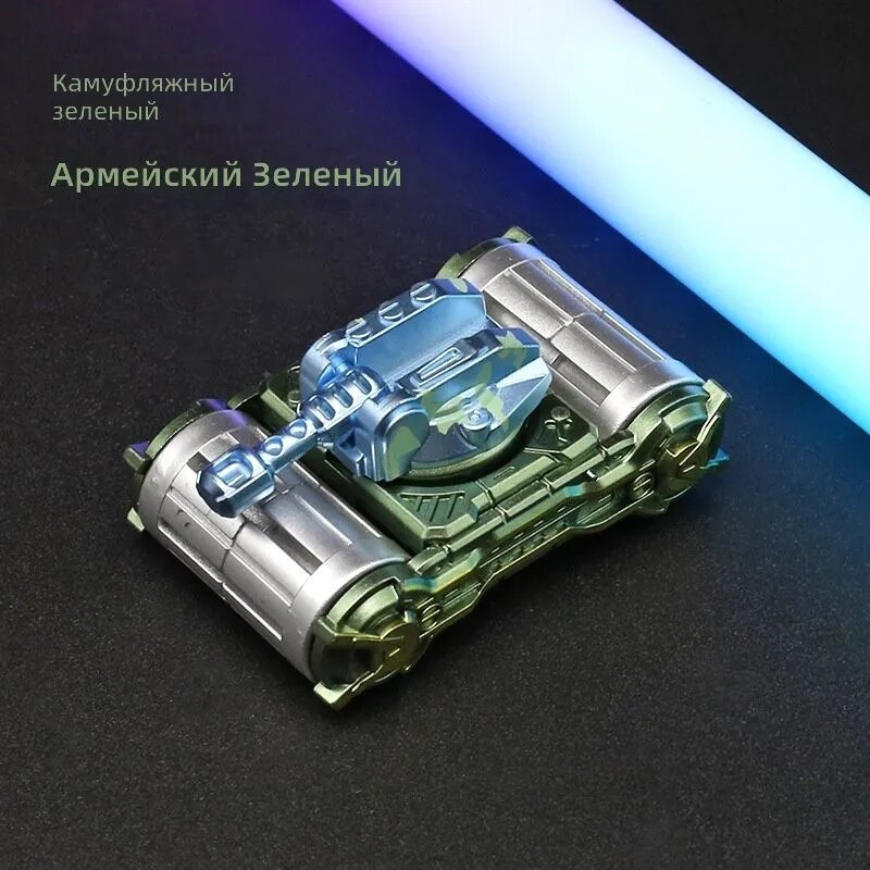 Волчок-танк с вращающейся башней и гусеницами, зеленый