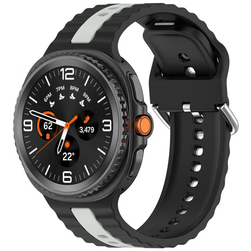 Силиконовый ремешок KMaxAI для Samsung Galaxy Watch8 40/44мм черно-серый спортивный браслет Цвет：Силиконовый браслет -