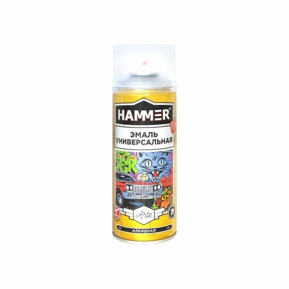 Универсальная аэрозольная эмаль Hammer RAL 9003 белая, глянцевый, 0.27 кг, 0.52 л ЭК000139898