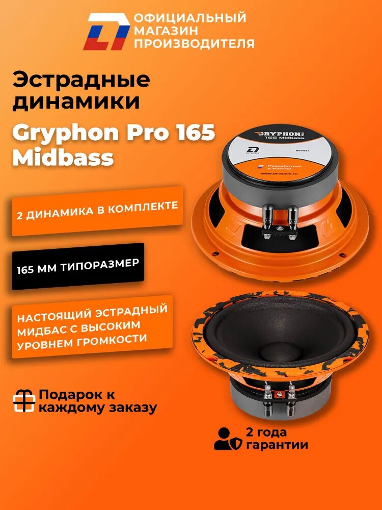 Динамики автомобильные мидбас 16 см DL Audio Gryphon Pro 165 MidBass пара