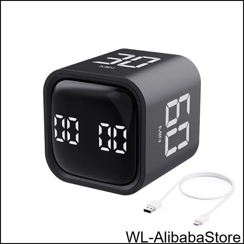 Peiiwdc Кухонный электронный таймер с цифровым дисплеем, черный, USB-C