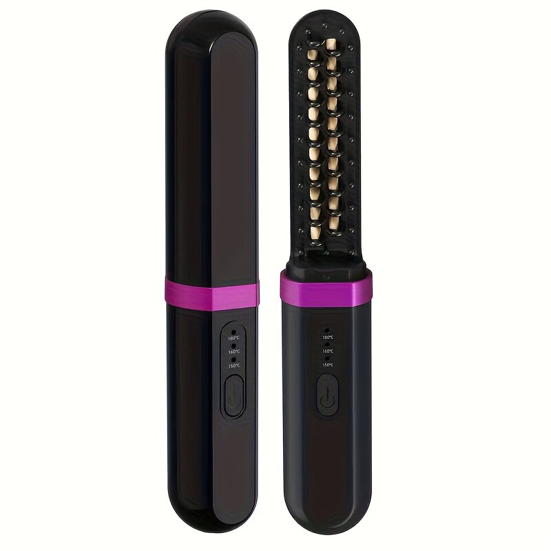Выпрямляющая щетка для волос с подогревом, USB-перезаряжаемая, подходит для всех типов волос, цвет Обсидиан, модель X-901
