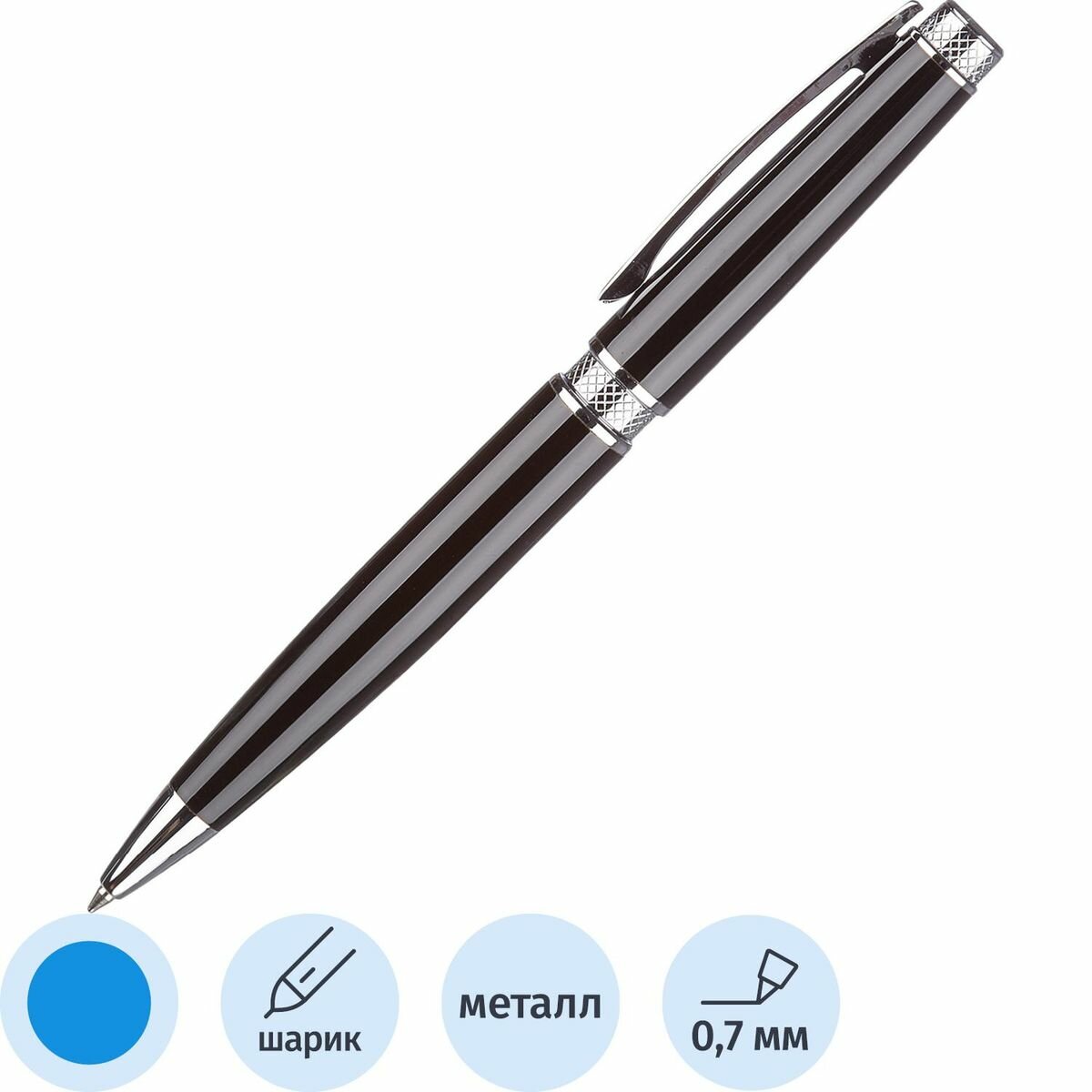 Ручка шариковая автоматическая Attache Selection Desire (0.7мм, синяя, корпус черный), 1шт, 20шт.