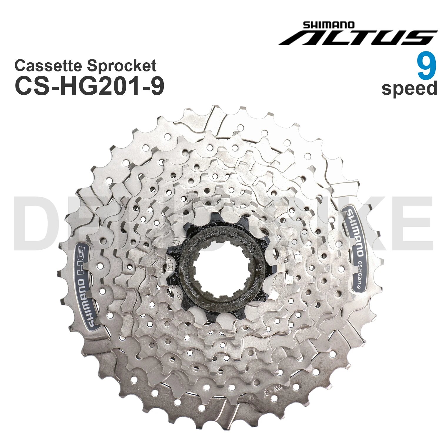 Кассета Shimano Altus M2000 CS-HG201-9 9-скоростная сталь 11-32T/11-34T/11-36T для MTB 11-36T