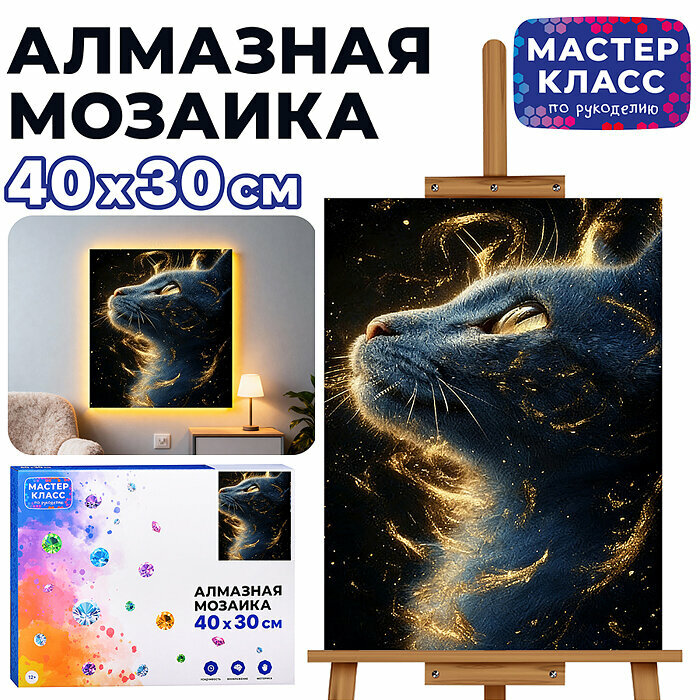 Мозаика алмазная MKA4030-180 "Пушистая леди" (светится в темноте) 40*30 см.