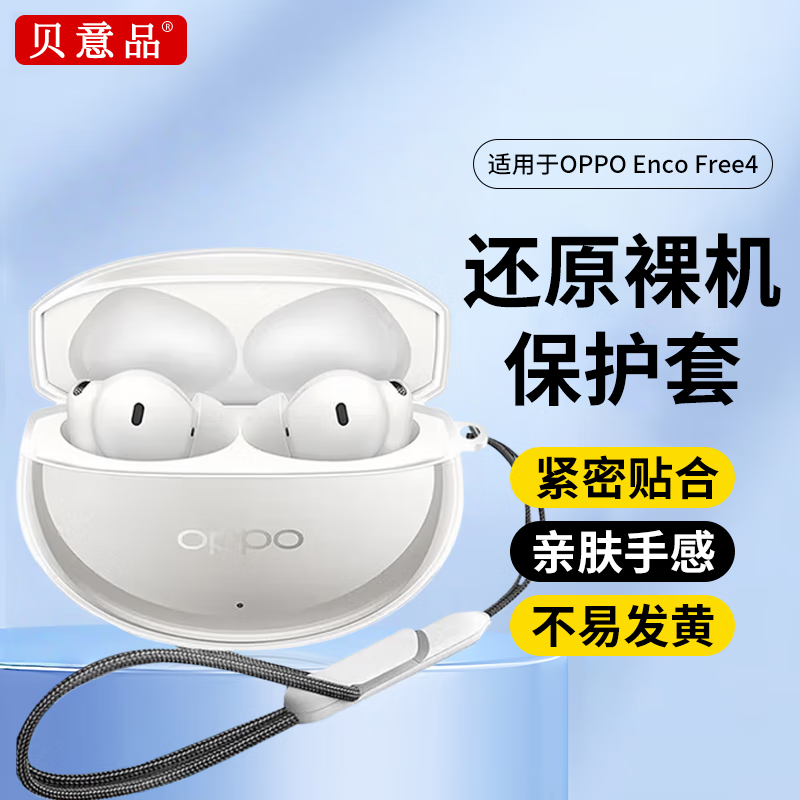 Чехол для OPPO Enco Free4 из прозрачного ТПУ с полным покрытием и антиударной защитой, высокая прозрачность с ледяным