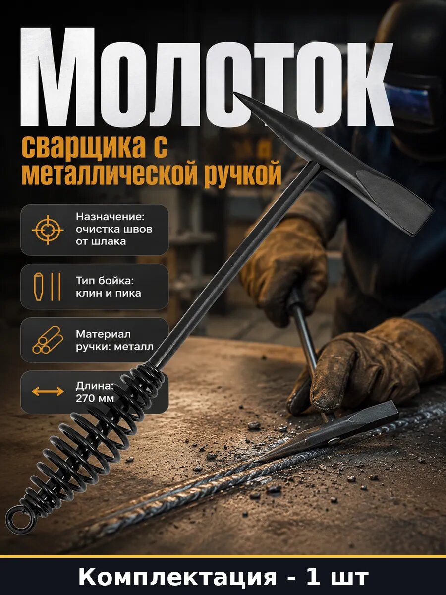Стальной сварочный молоток клин пика 300г производство РФ