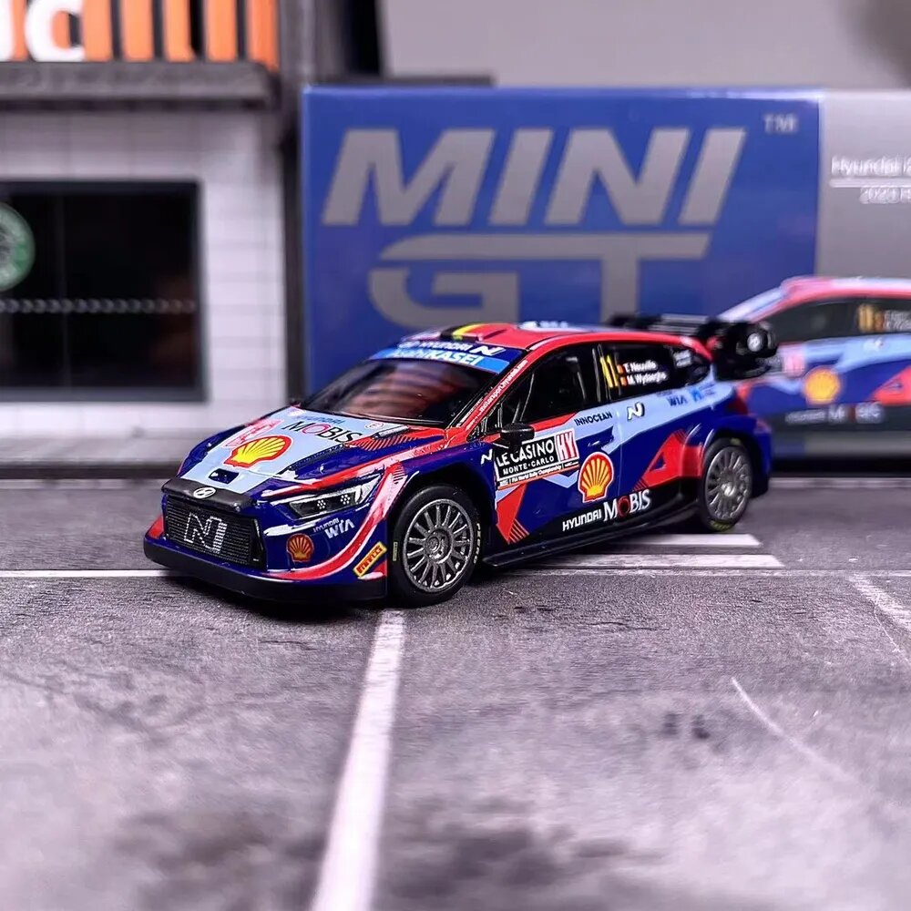 Машинка MINI GT 1/64 Hyundai i20 N Rally1 2023 Rally MonteCarlo 3rd Place #710 Die-cast Alloy Car Model Collection Gift