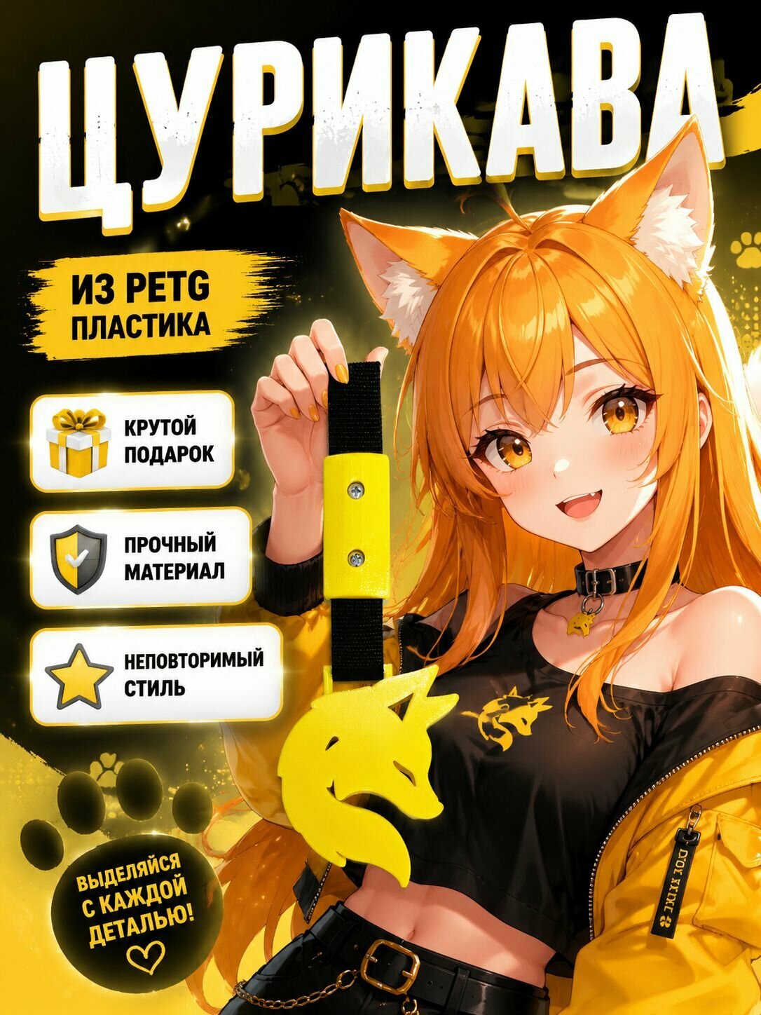 Цурикава/подвеска на машину Лиса Желтая