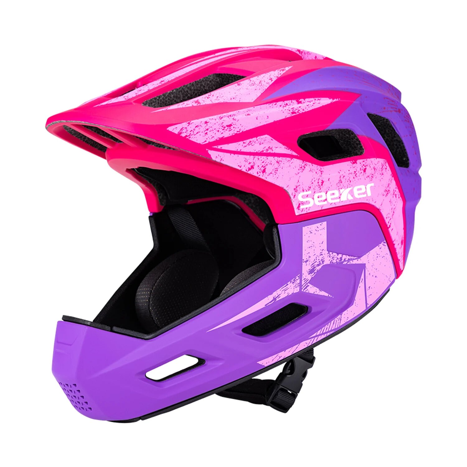Детский велосипедный шлем SEEKER полной защиты лица purple pink