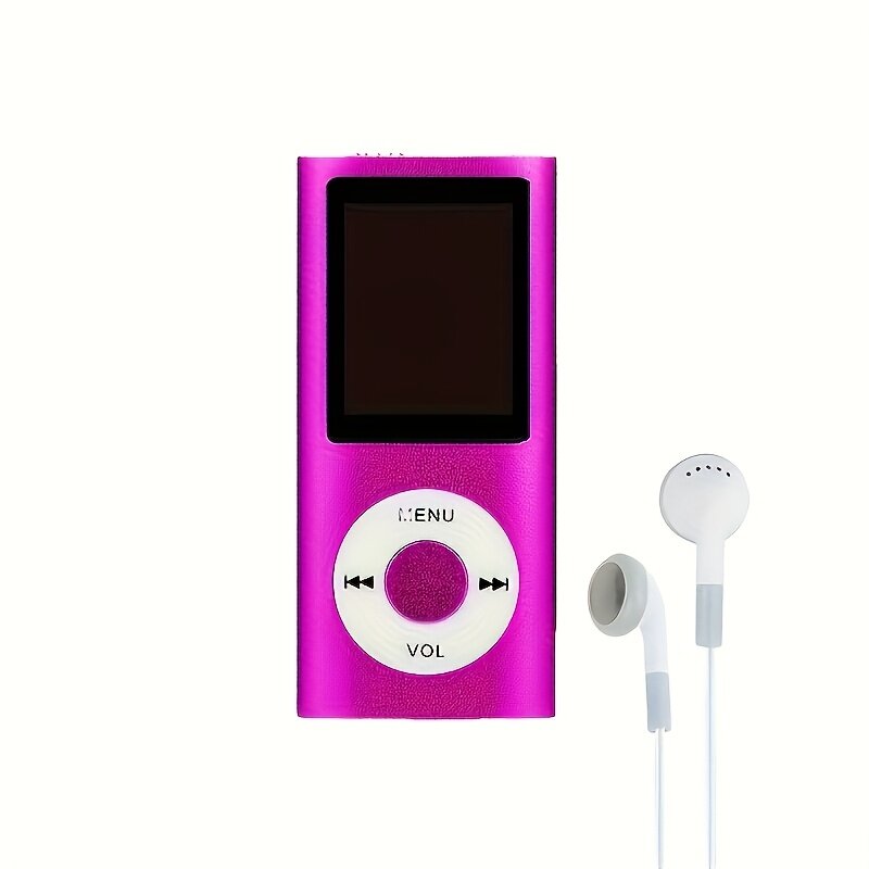 MP3-плеер с проводными наушниками, регулировкой громкости, компактный USB-плеер, розовый, без карты памяти