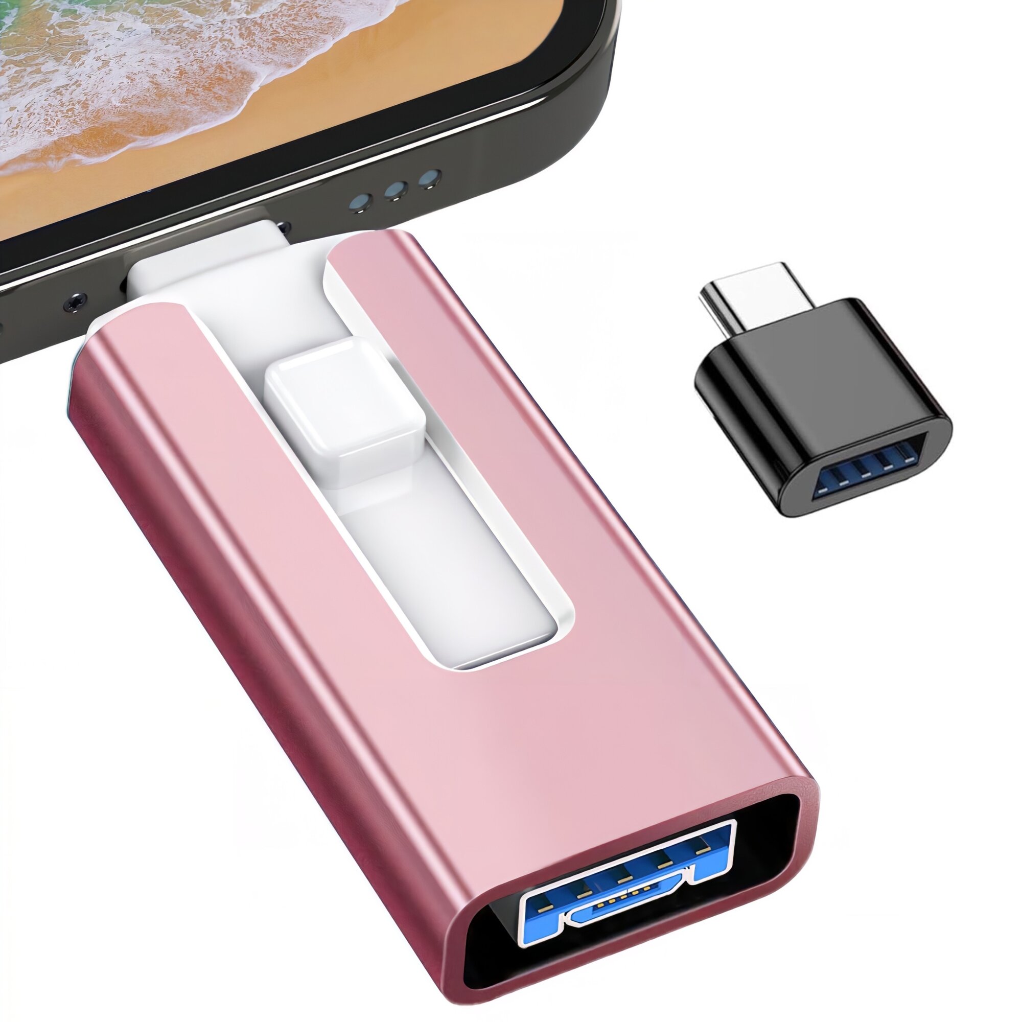 Внешний накопитель для iPhone и iPad, MFi сертифицированный, 64 ГБ, розовый
