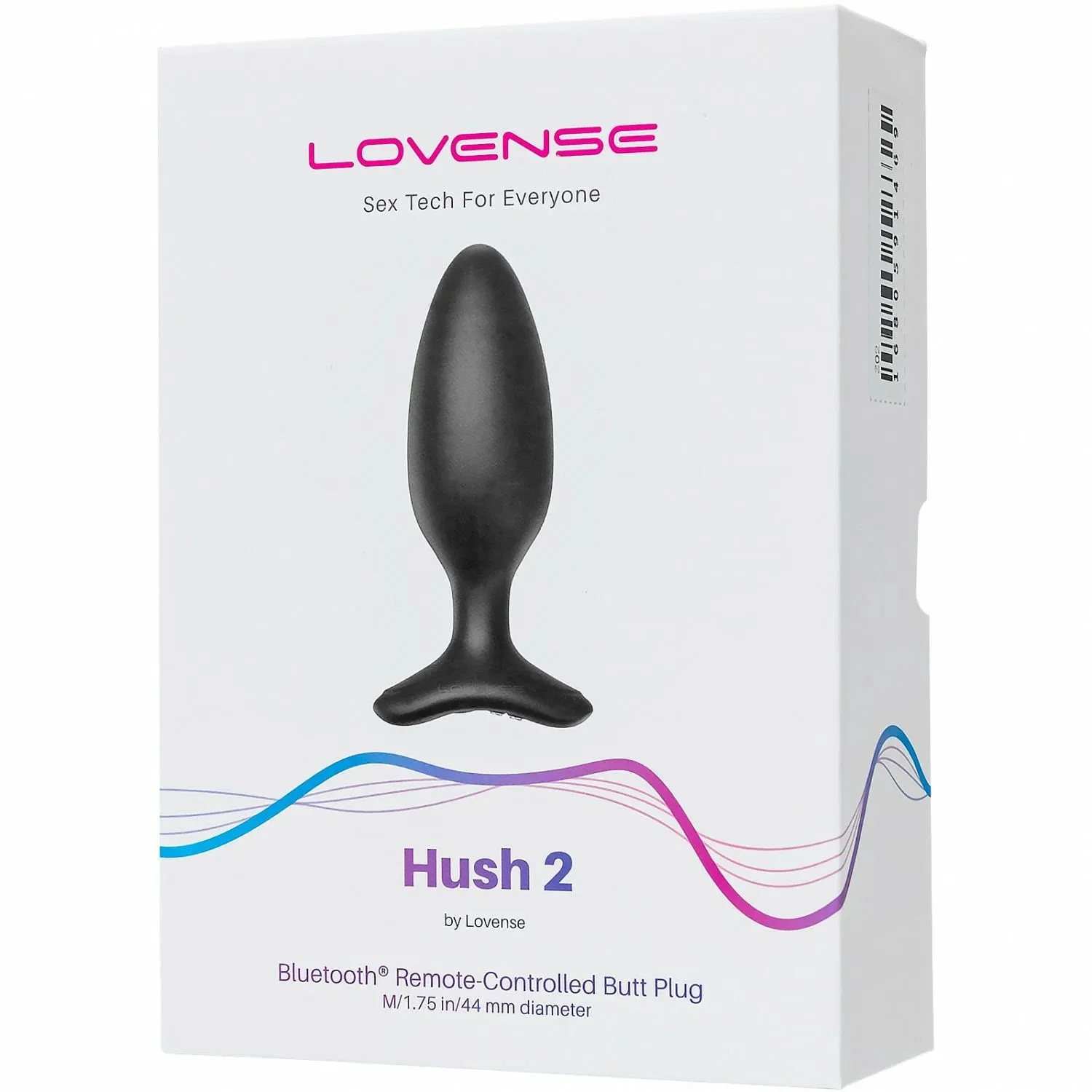 78920 Анальная втулка LOVENSE Hush 2 (M), силикон, черная, 13,5 см, 4,4 см. Управляемая на расстоянии пробка с вибрацией