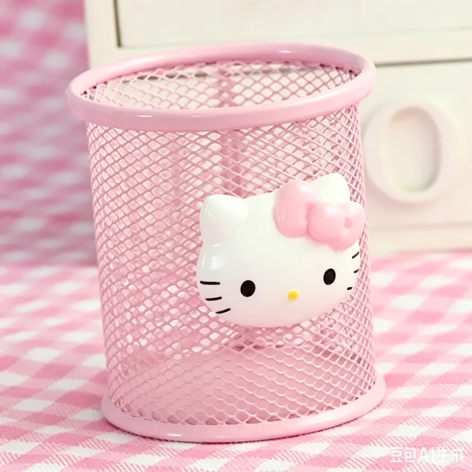 Подставка для ручек Hello Kitty, розовая, металлическая, 10х10х10 см