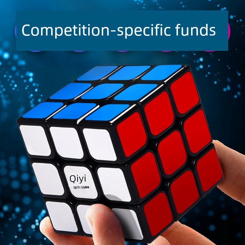 Qiyi 3x3 Черный Спортивный Кубик Рубика для Скоростного Сборки, Включает Руководство и Инструменты