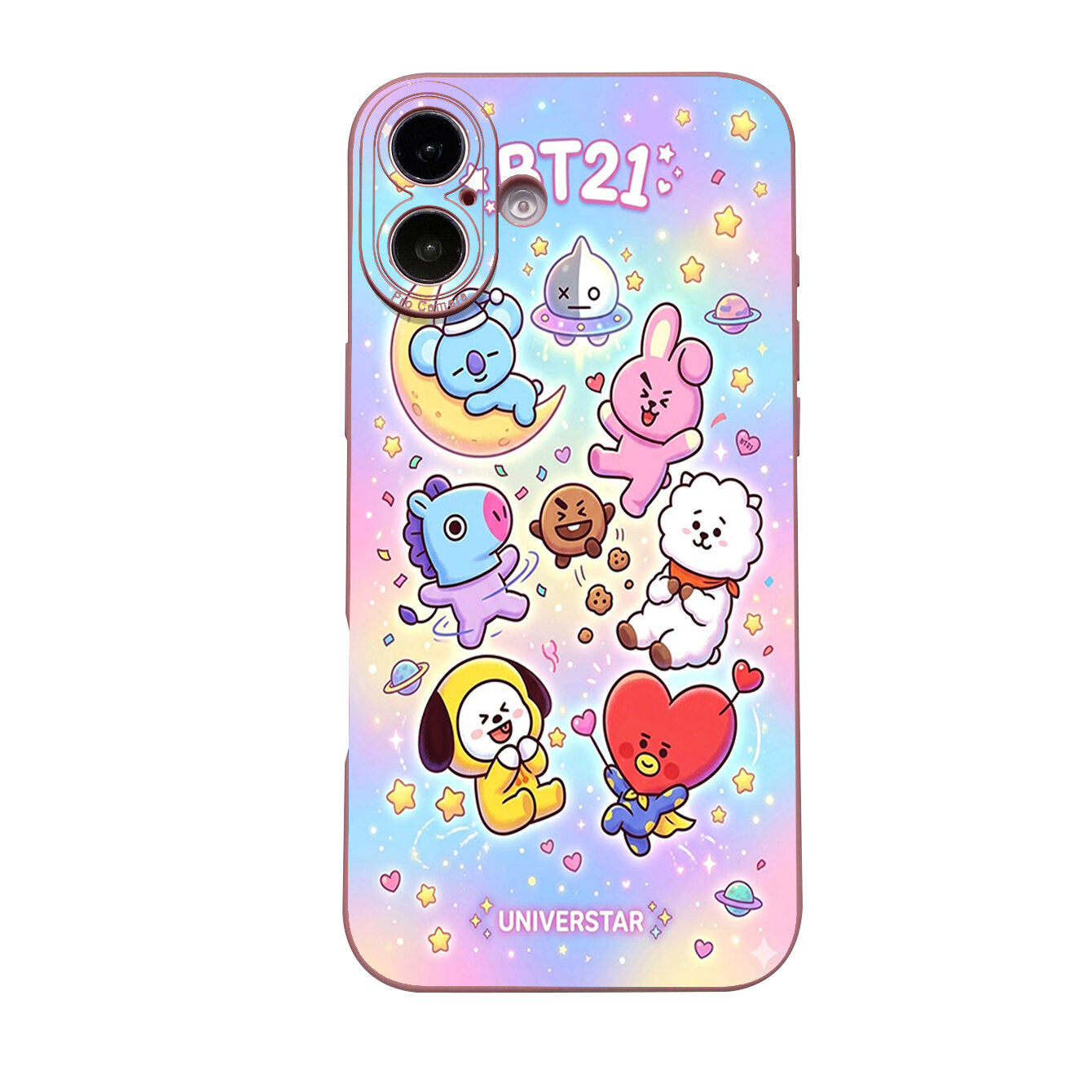 Чехол для телефона iPhone 16 с симпатичным принтом BTS BT21 в мягкой обложке