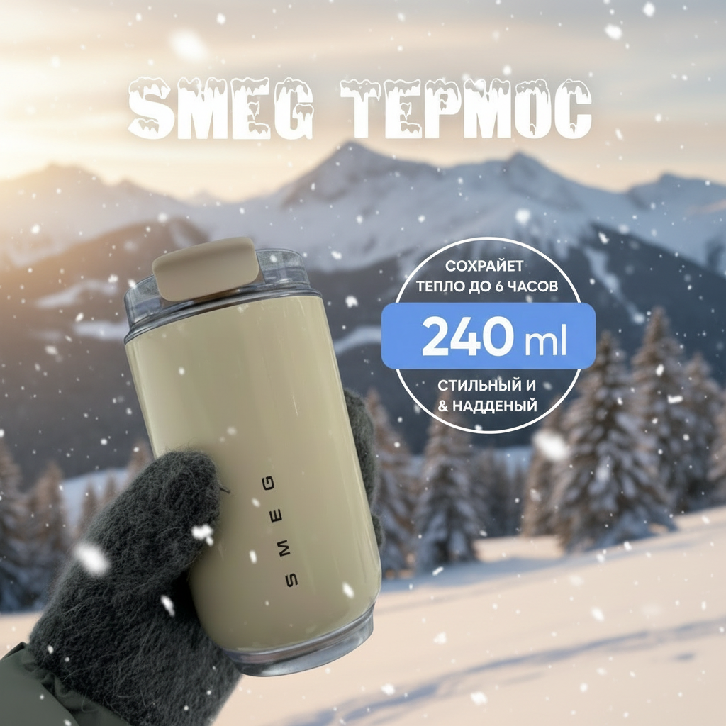 Термокружка SMEG 300 мл белого цвета с двойными стенками