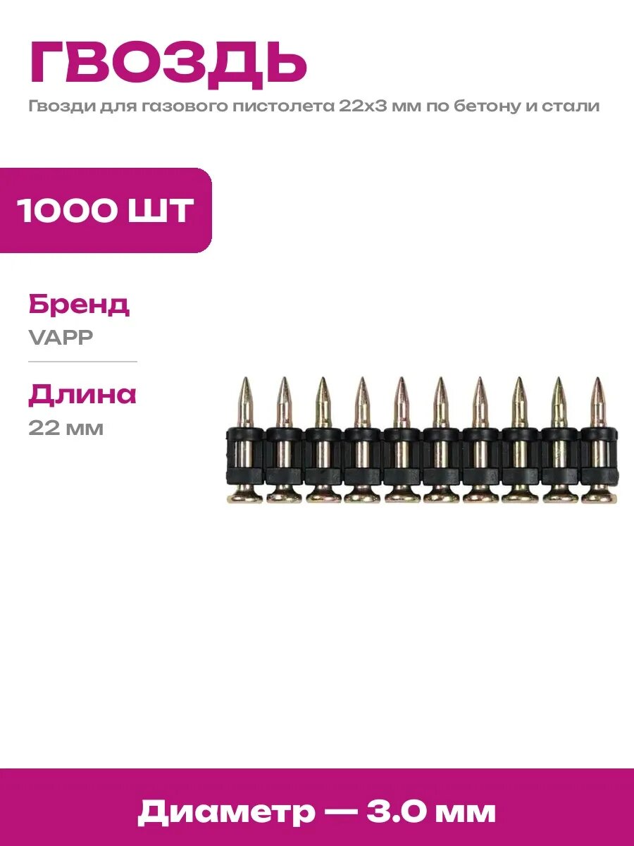 Кованые оцинкованные гвозди 22 мм для газового пистолета