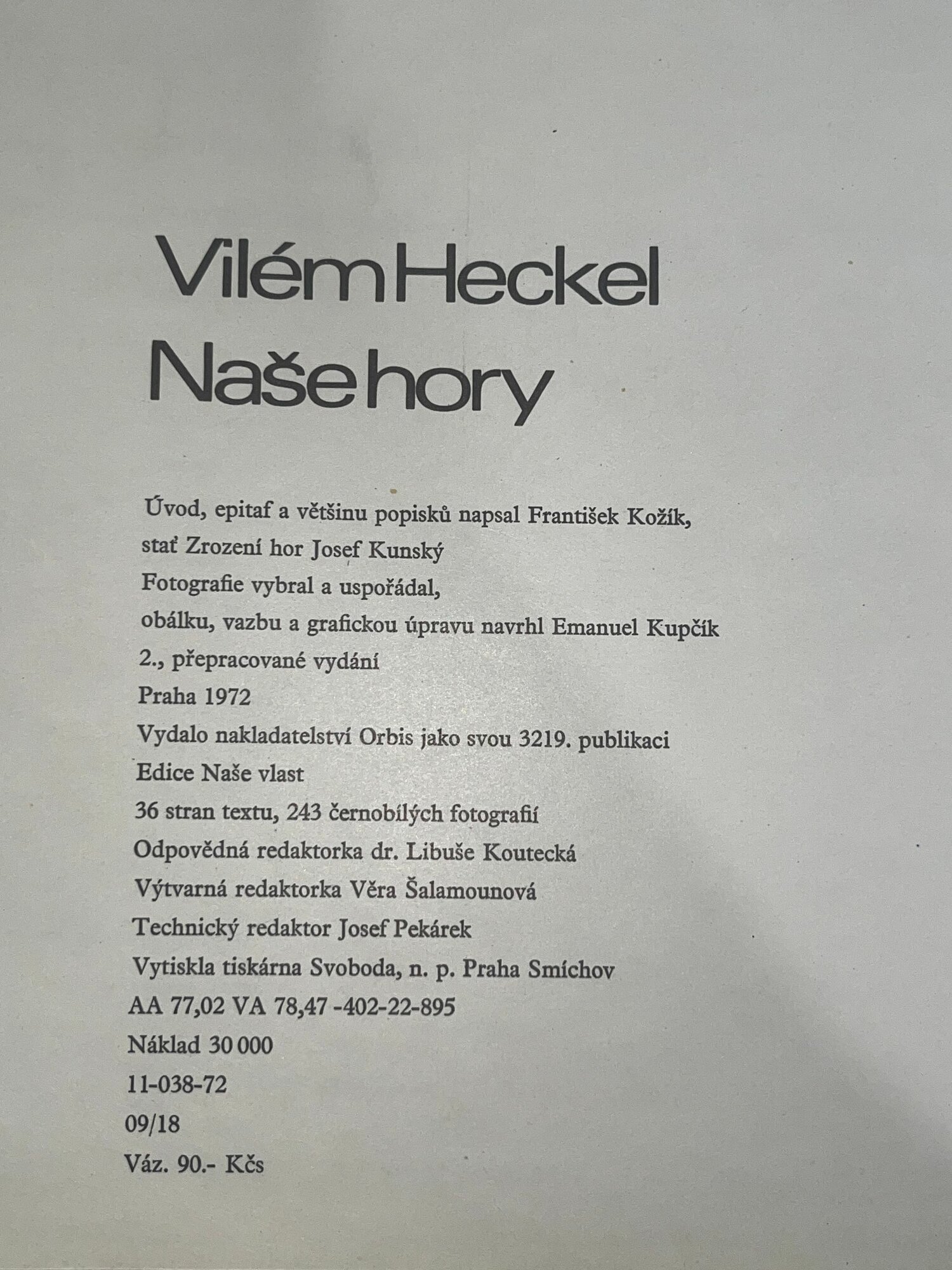 Книга "Nase hory" — фото 1