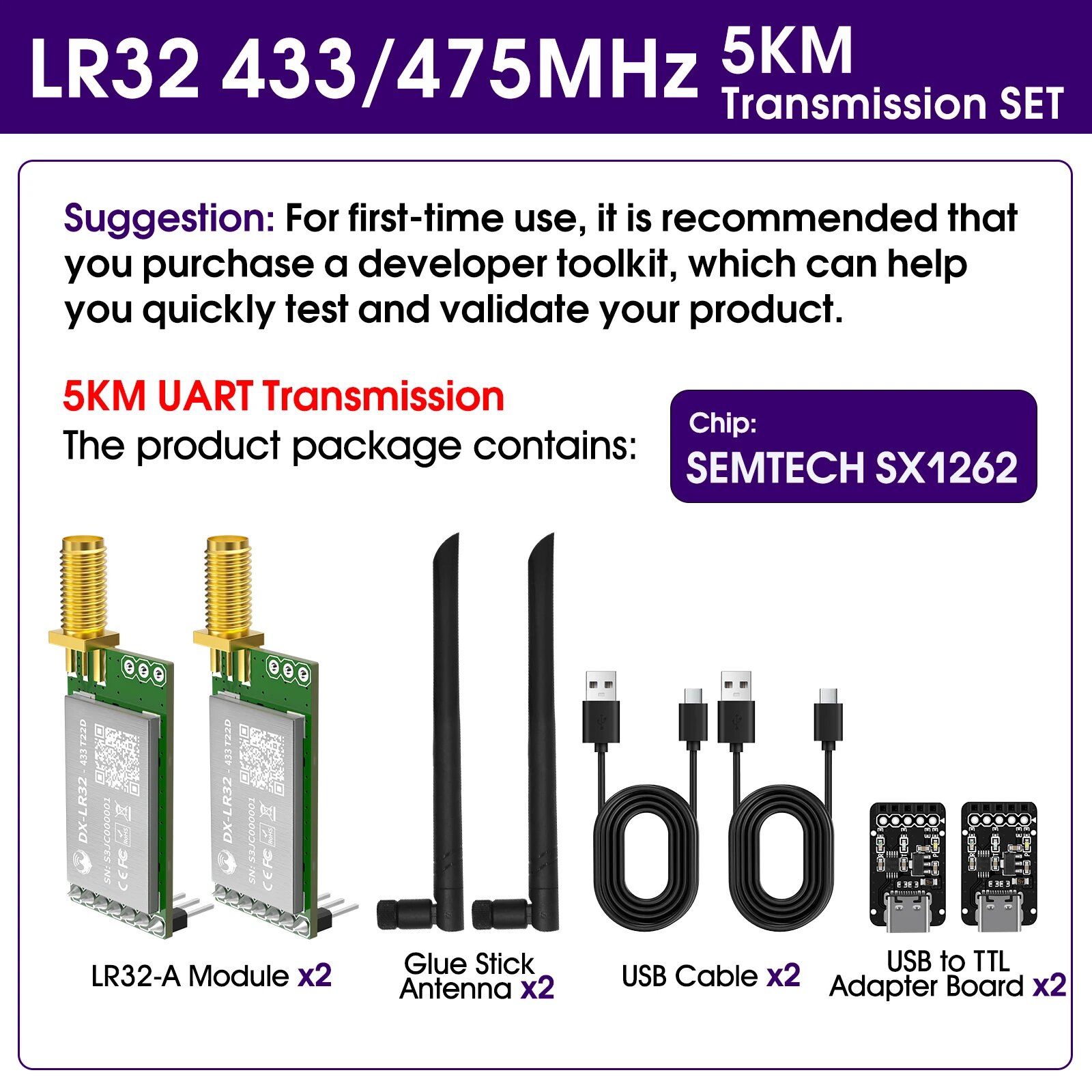 LoRa ASR6601 SOC беспроводной модуль IoT LR32 433 475Mhz Set