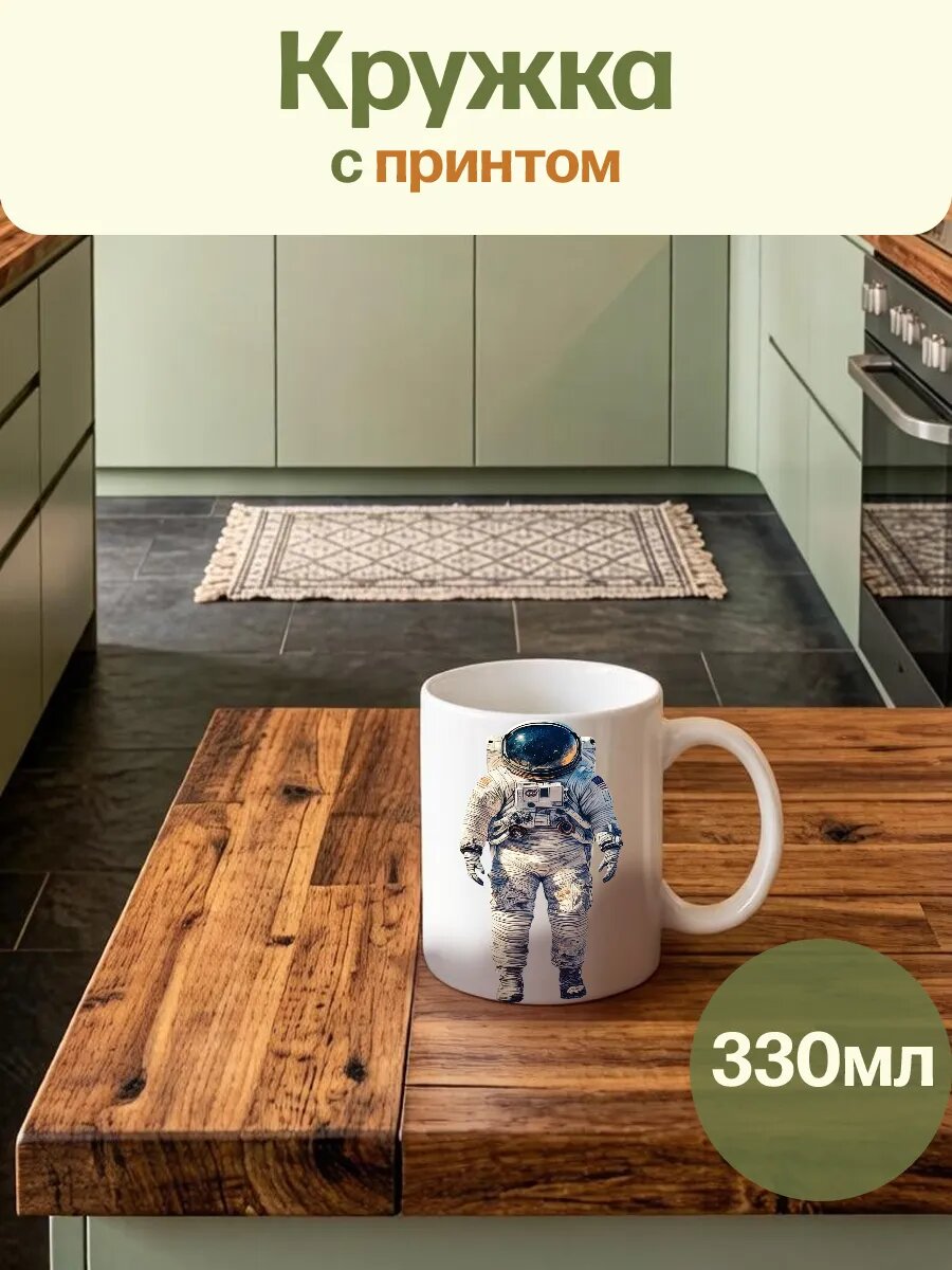 Кружка Белая Космонавт Звезды Космос