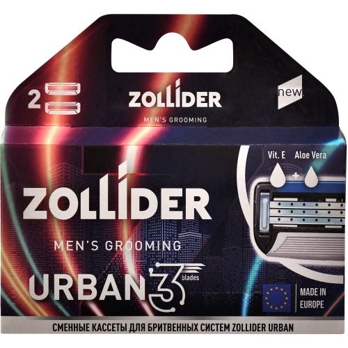 Zollider Сменные кассеты для мужских бритв Urban 3 Blades, 3 лезвия, 2 шт, 1 уп