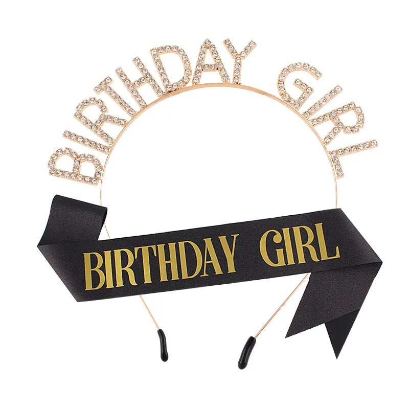 Тиара "Birthday Girl" с лентой, цвет 03