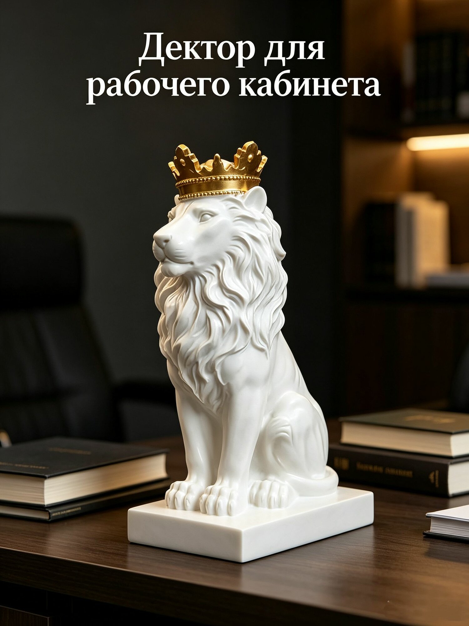 Скульптура левкороль с золотой короной, интерьерная фигурка из смолы, декор для дома, кабинета, подарок мужчине
