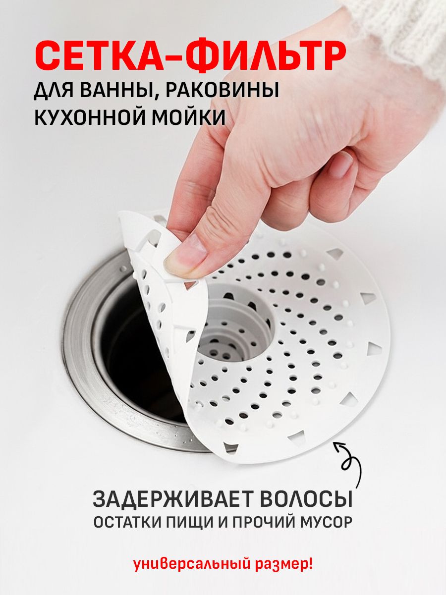Сетка фильтр для слива кухонной раковины или ванны от волос