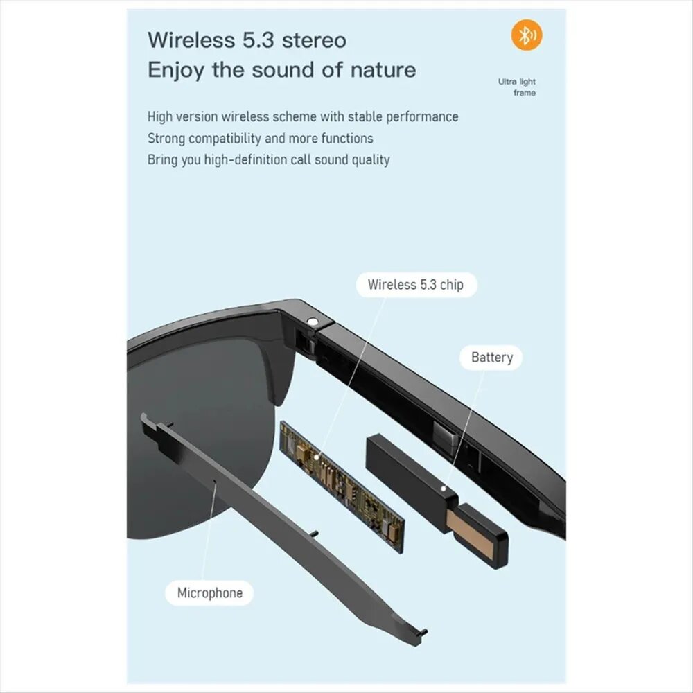 Новые умные солнцезащитные очки Bluetooth V5.3 с функцией звонка на открытом воздухе