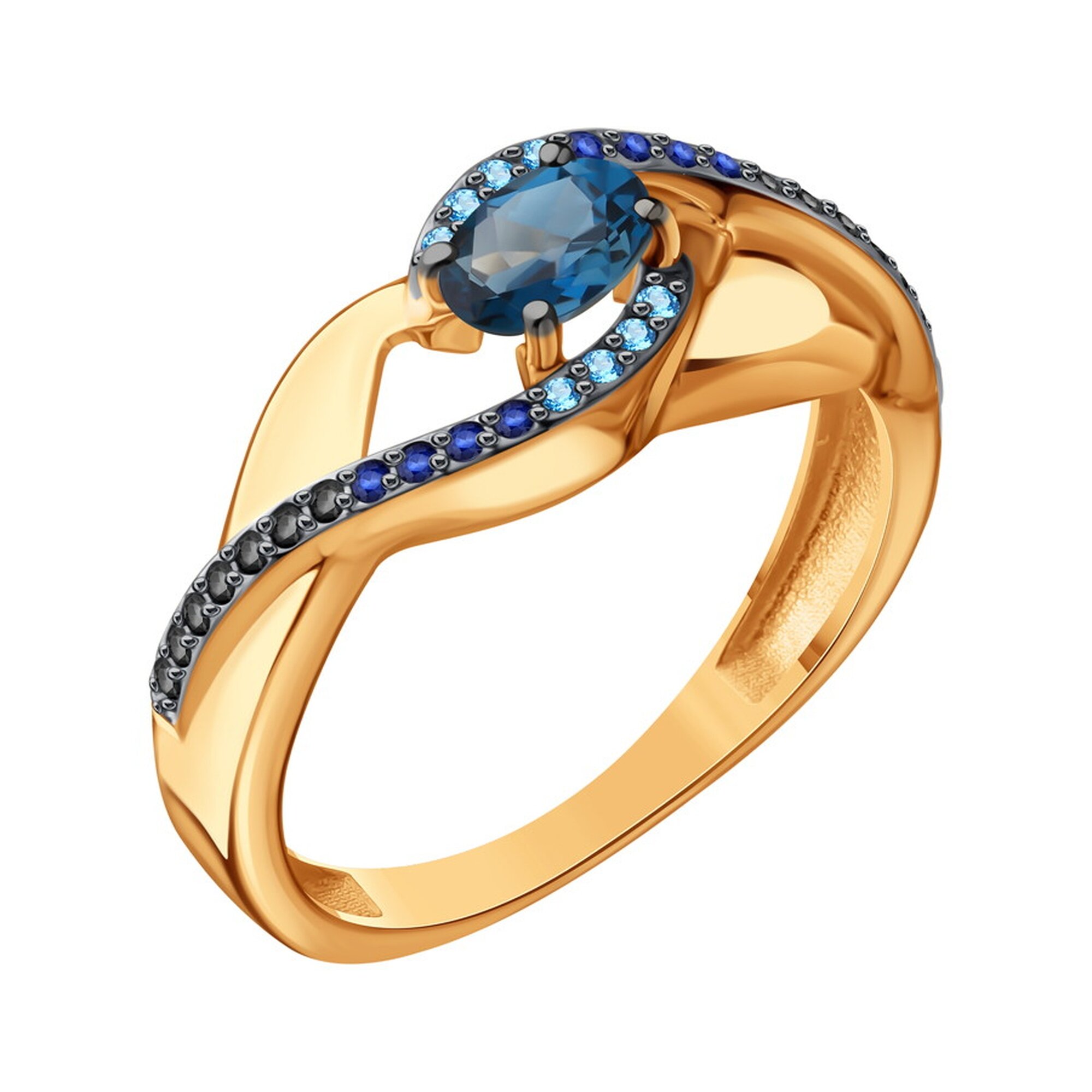 Кольцо Diamant online, красное золото, 585 проба, Лондон топаз, фианит