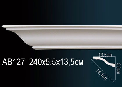 Карниз потолочный 135x55 мм плинтус полиуретановый под покраску Perfect AB 127-1 метр