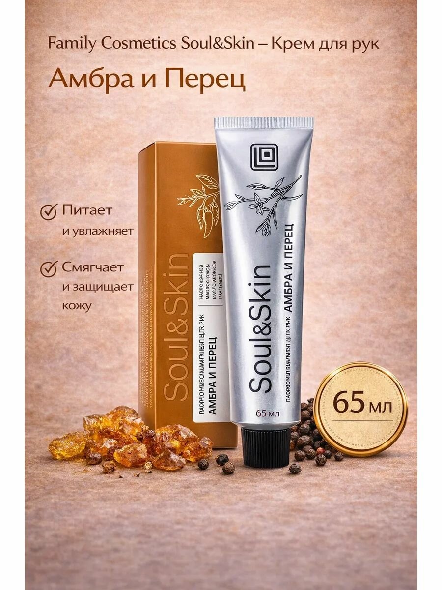 Family Cosmetics Soul&Skin - Крем для рук парфюмированный Амбра и Перец 65 мл