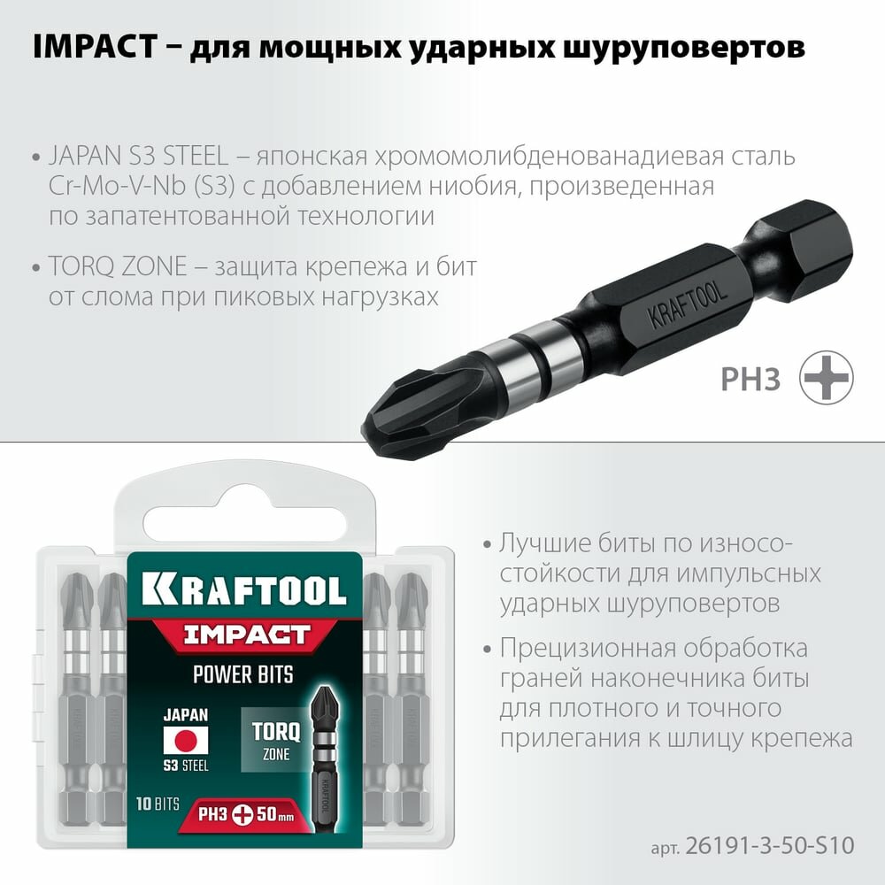 Ударные биты KRAFTOOL Impact Pro — фото 1