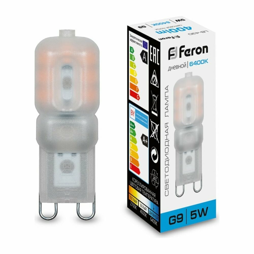 Светодиодная лампа FERON G9 5W 6400K LB-430 25638
