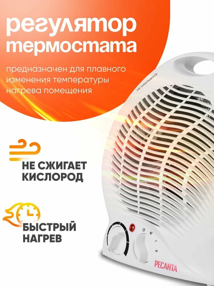 Тепловентилятор, ТВС-2 РЕСАНТА (2000вт; ветерок обогреватель) — фото 1