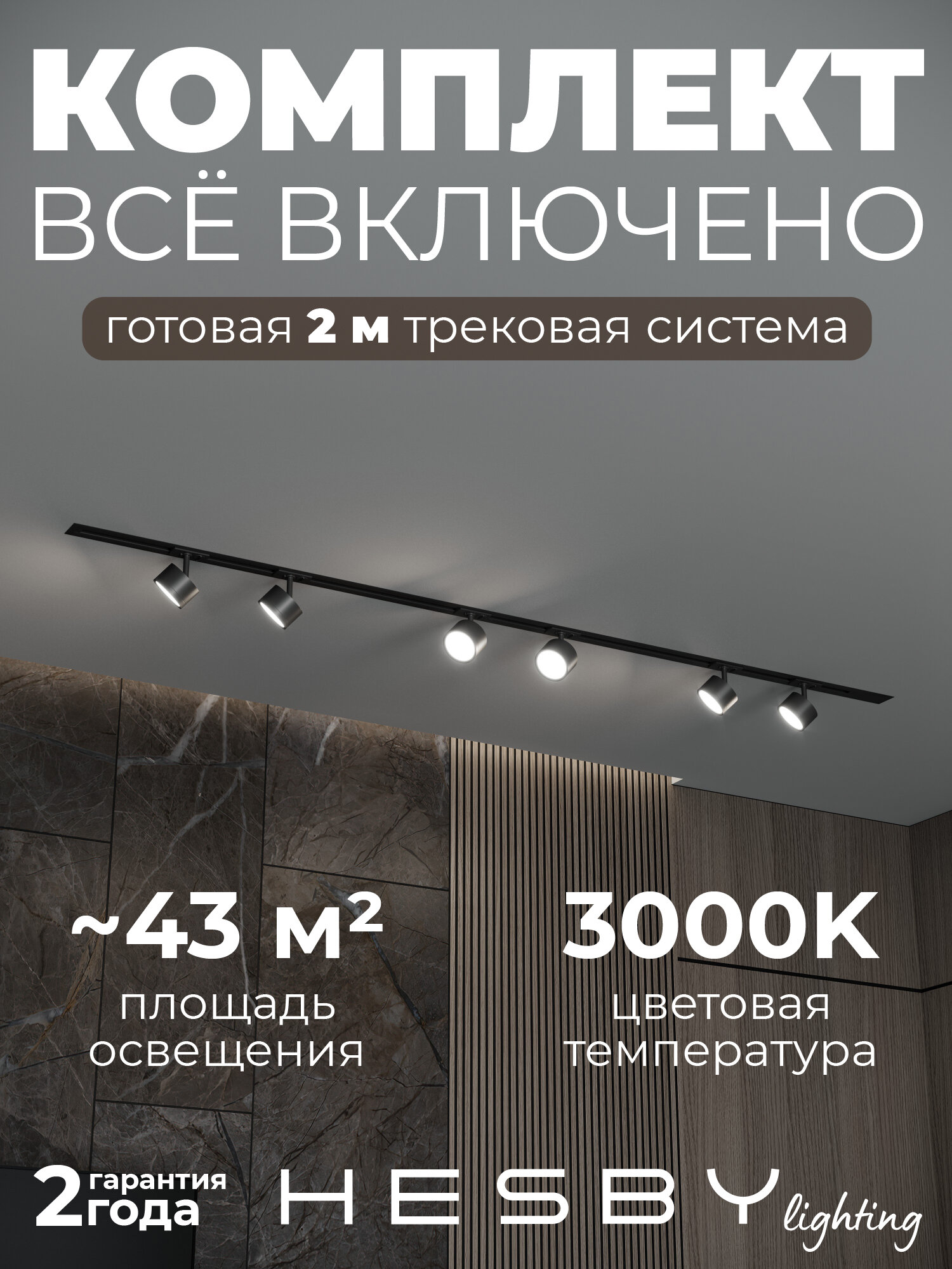Встраиваемая однофазная трековая система Skylite №13 со светильниками (220В, форма - прямая, 2м, 3000K), чёрная