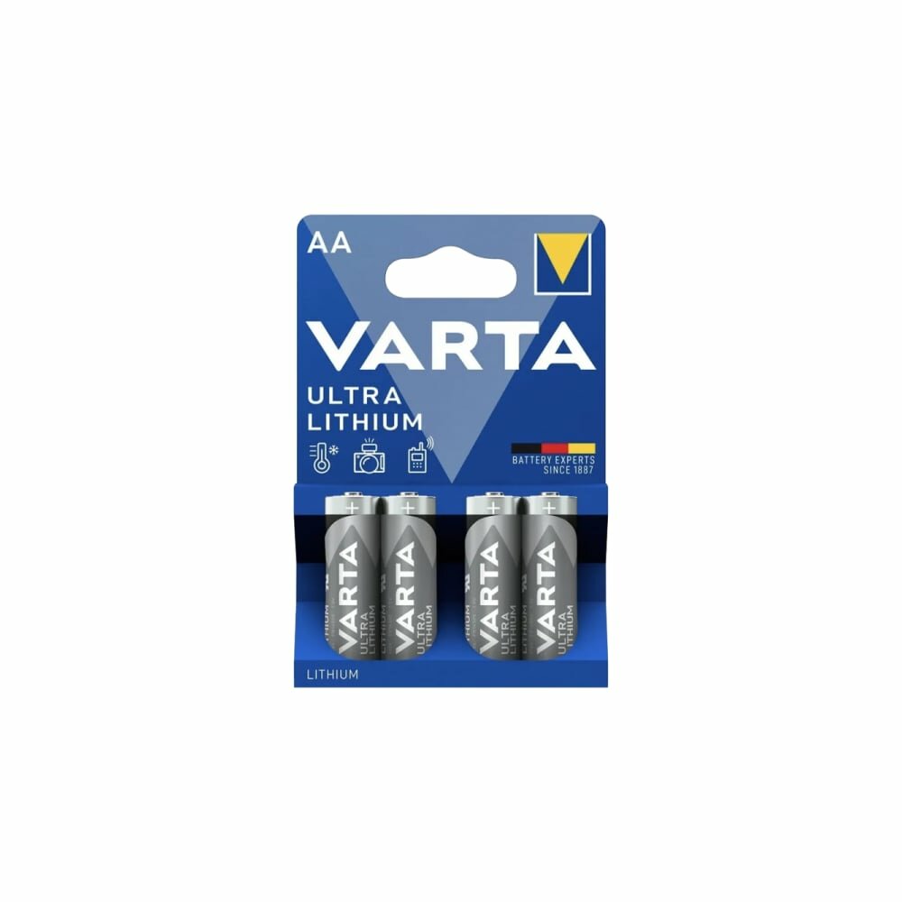 Батарейка Varta ULTRA FR6 AA, BL4, Lithium, 1.5V (6106) (4/40/400) 4 шт в упаковке 06106301404