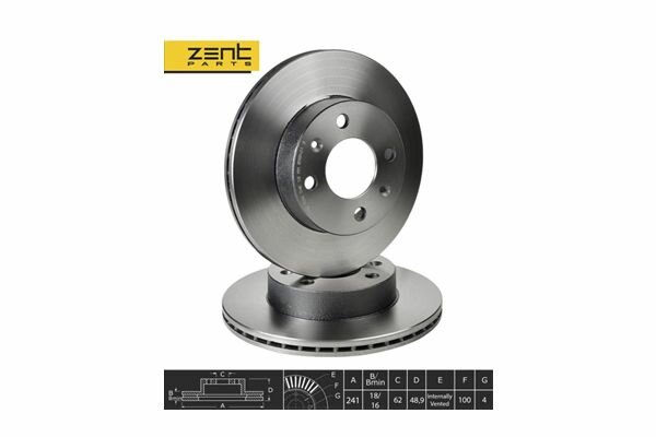 ZENTPARTS Диск тормозной передний для Kia Picanto 1.0/1.1 04>