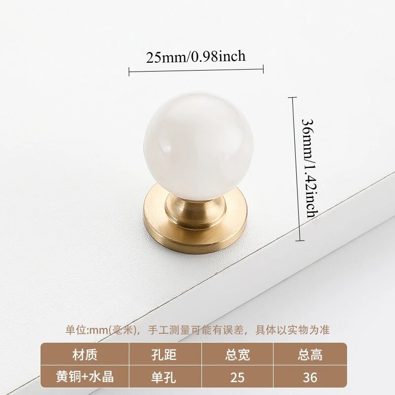 Ручка для шкафа из натурального камня Diana's-Hardware 619-white crystal