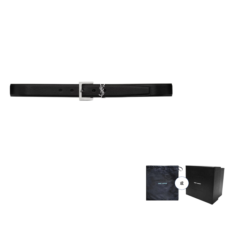 SAINT LAURENT Овчина Ремни Унисекс Черный Ширина 3 см 80