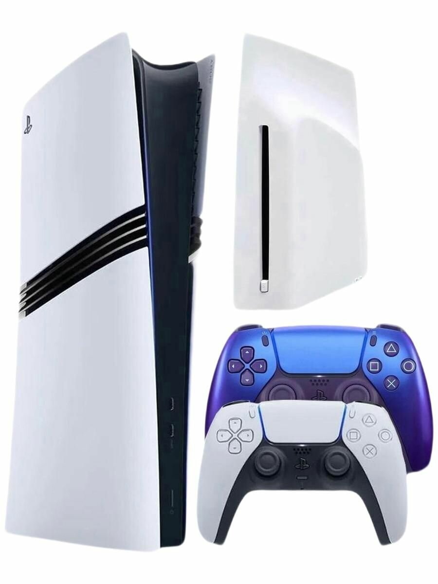 Sony PlayStation 5 Pro c дисководом + второй геймпад (хром индиго) Digital Edition