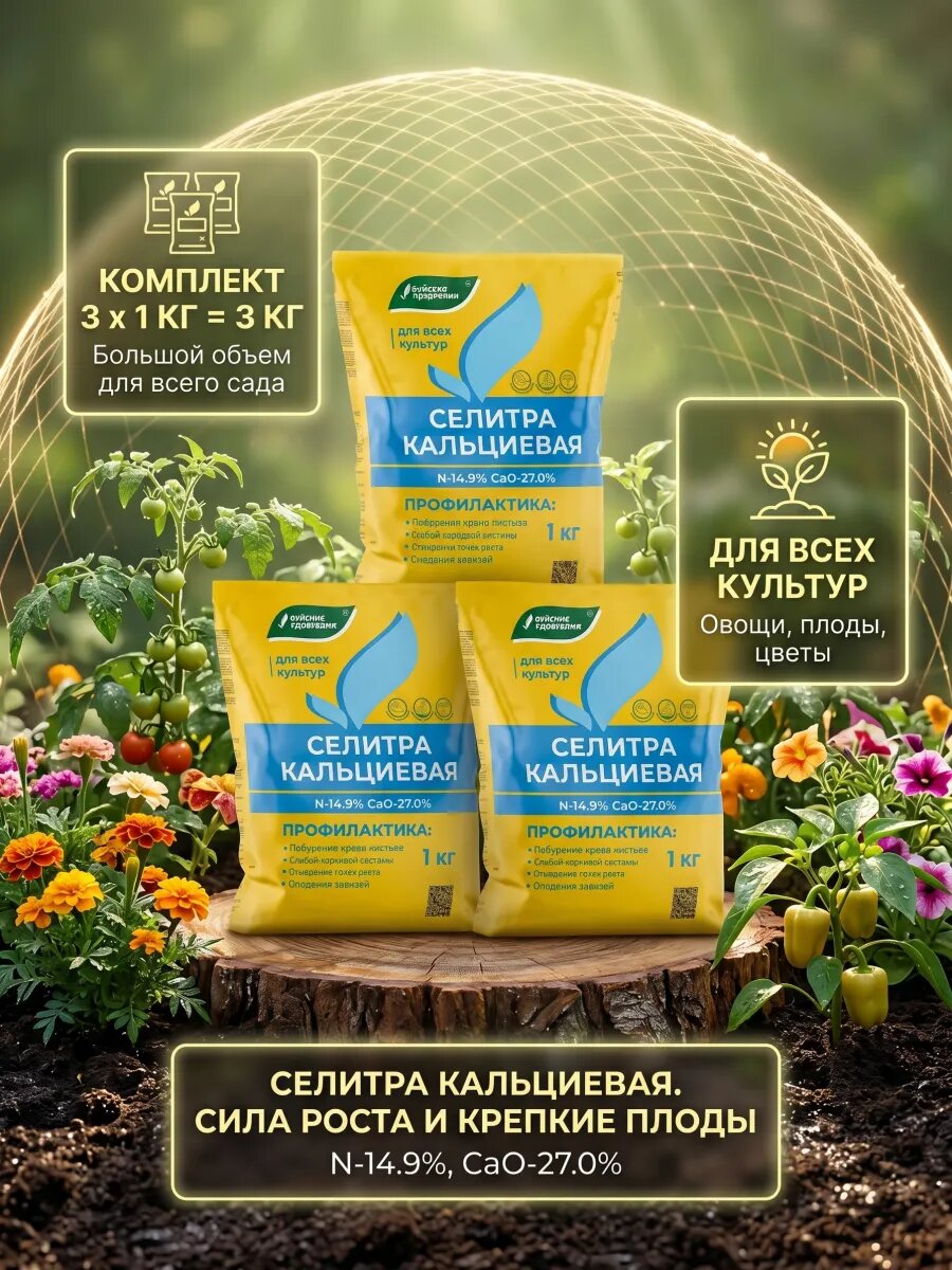 Нитрат кальция удобрение для растений и рассады, 3 кг
