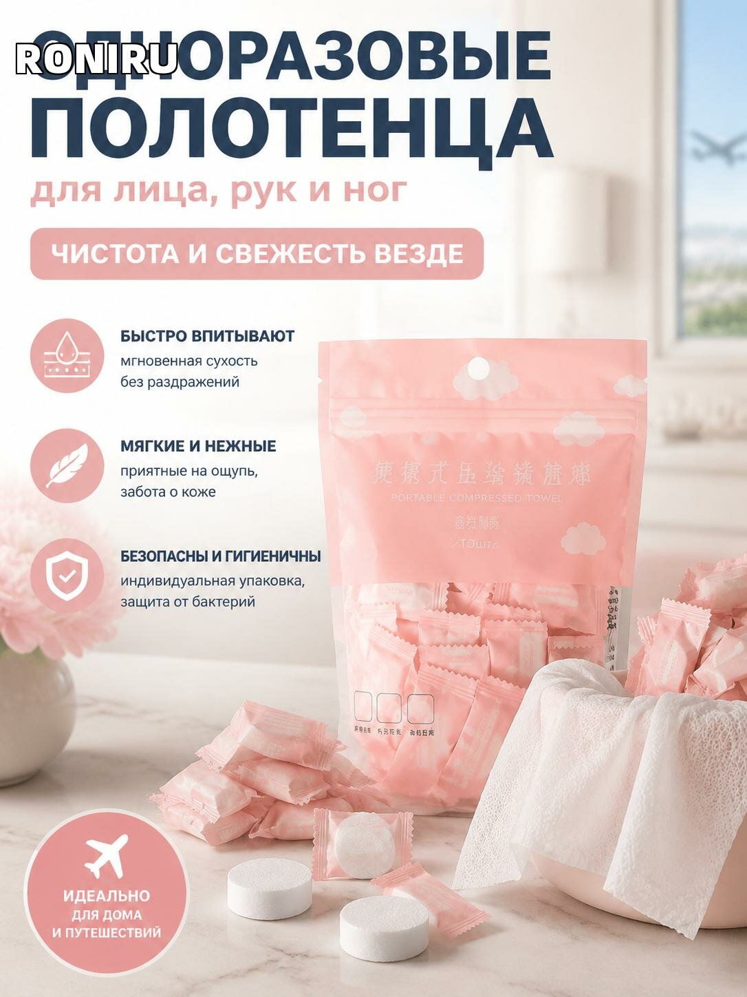 Одноразовые полотенца для лица, рук и ног — быстро впитывающие, мягкие и безопасные для гигиены дома и в поездках