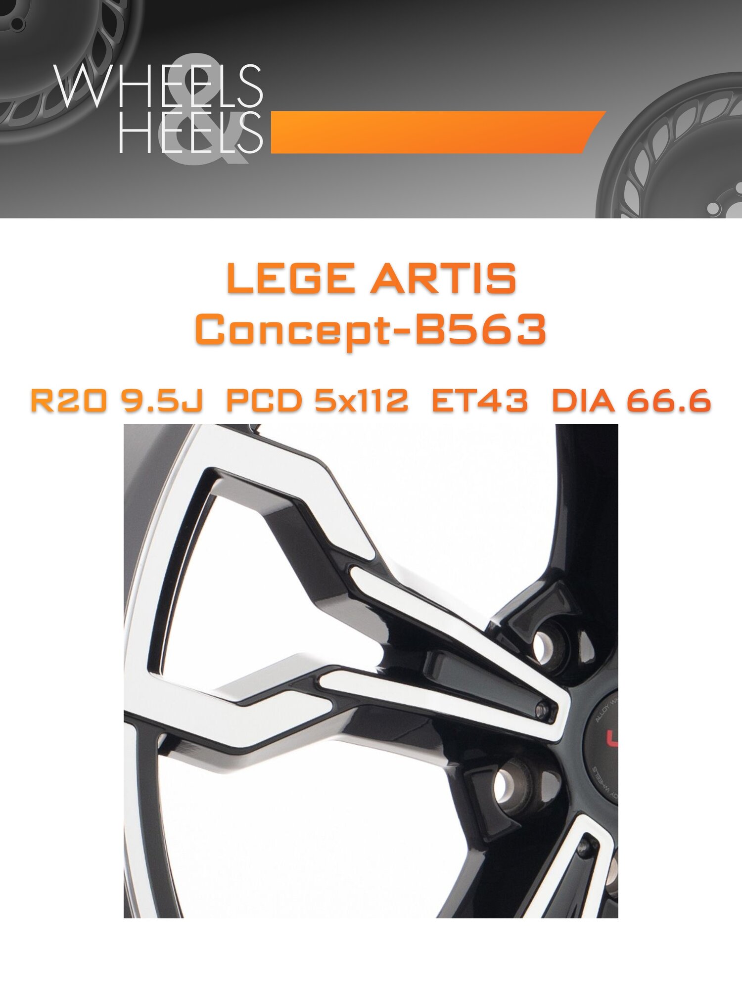 Диск автомобильный литой LEGE ARTIS Concept-B563 20x9.5 5x112 et43 dia66.6 BKF