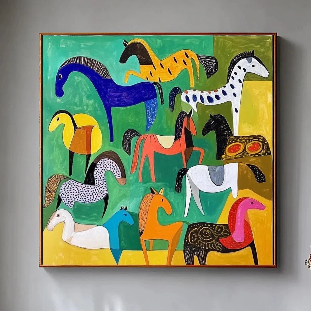 Картина "Желтая лошадь" QIPINGART ZLH3578, 20x20cm Unframed